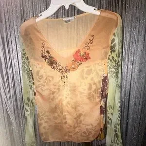 Alberto Makali | Tops | Alberto Malaki Orange Mesh Top With A Sheer ...